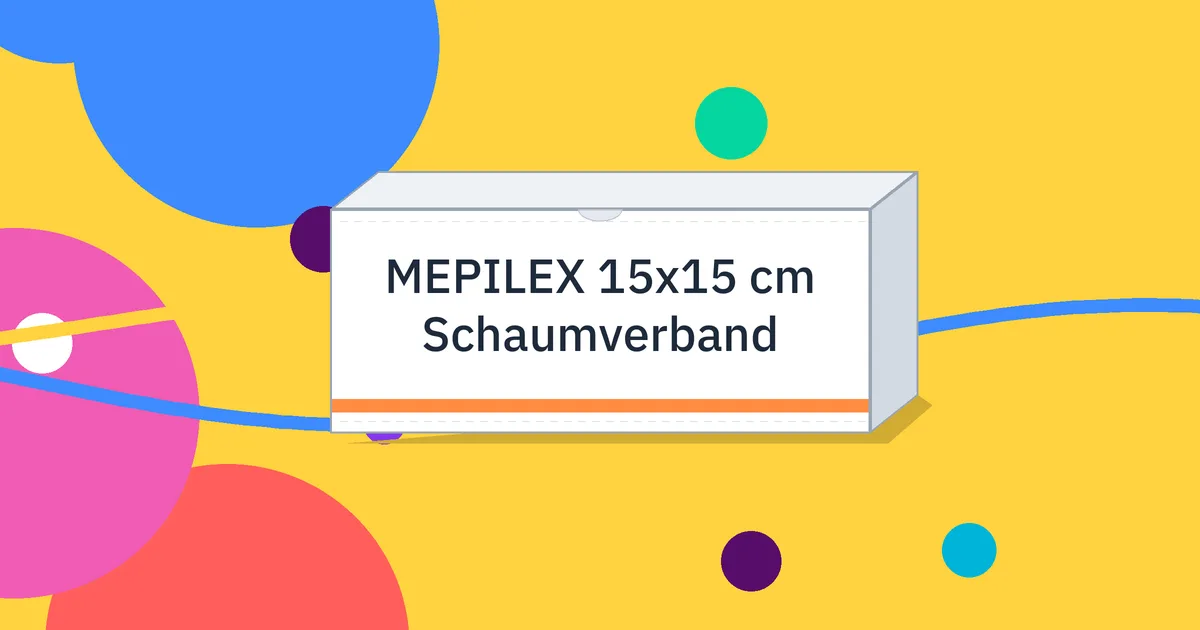 Symbolbild: Packung mit der Aufschrift MEPILEX 15x15 cm Schaumverband (PZN 11368252) – Verfügbarkeit und Bezug in Apotheken in Frankfurt am Main