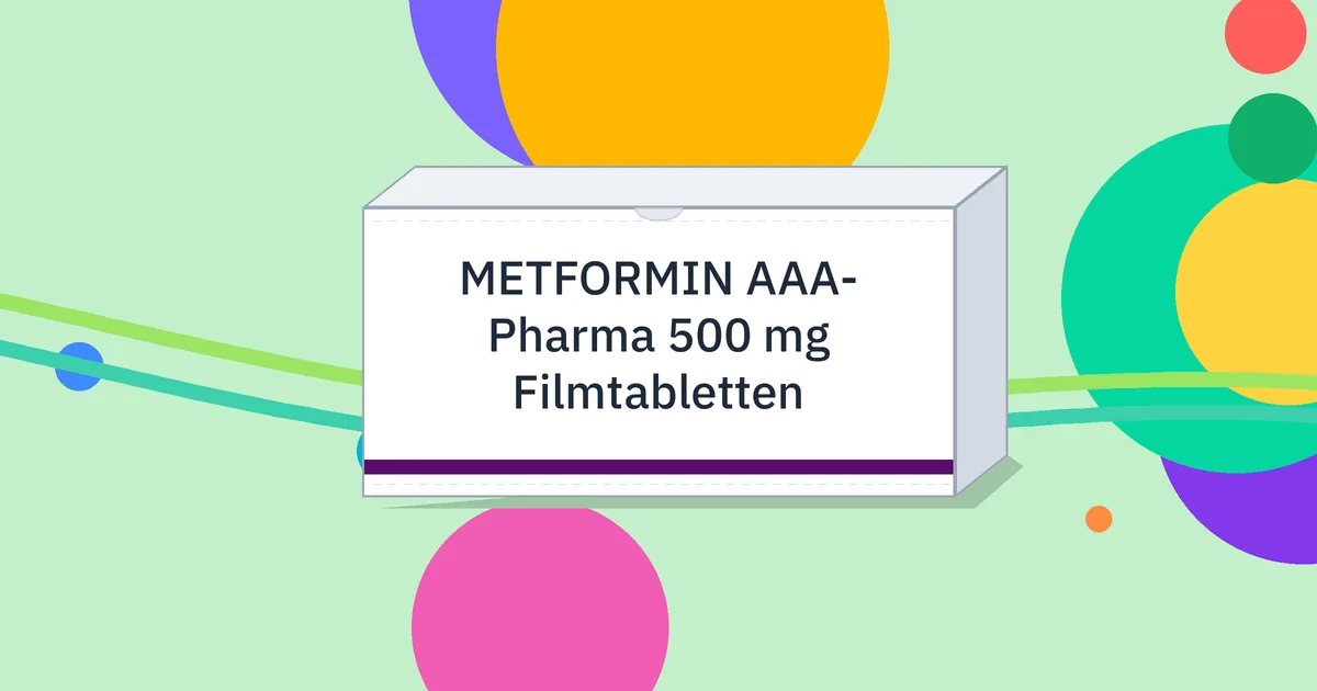 Symbolbild: Packung mit der Aufschrift METFORMIN AAA-Pharma 500 mg Filmtabletten (PZN 20058154) – Verfügbarkeit und Bezug in Apotheken in Frankfurt am Main