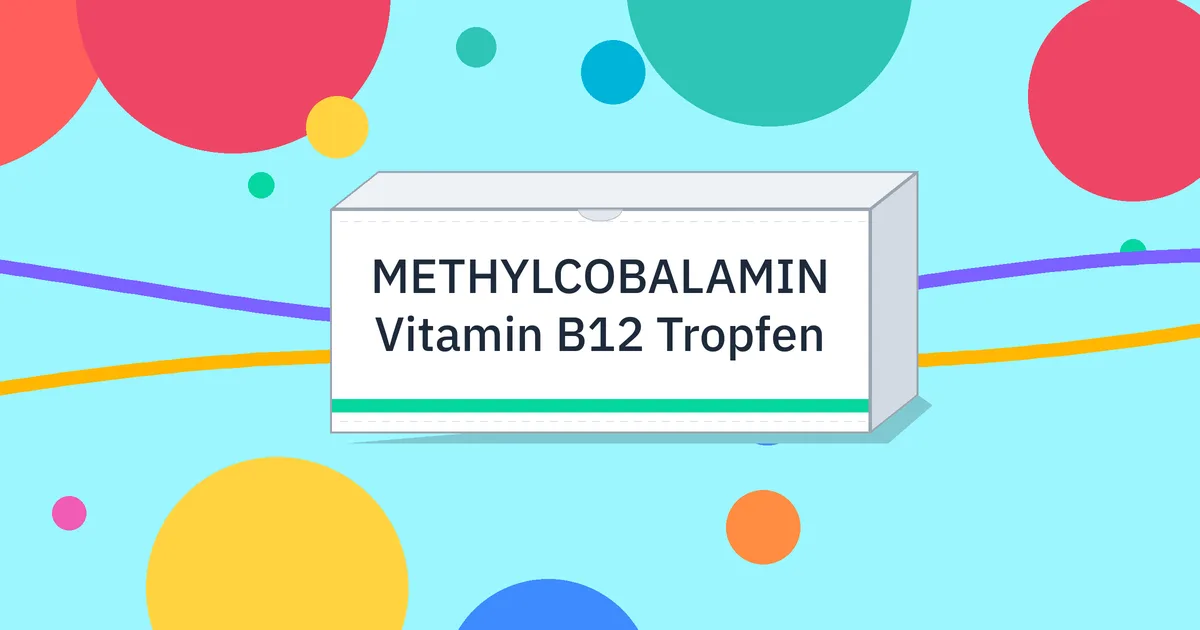 Symbolbild: Packung mit der Aufschrift METHYLCOBALAMIN Vitamin B12 Tropfen (PZN 10311095) – Verfügbarkeit und Bezug in Apotheken in Frankfurt am Main