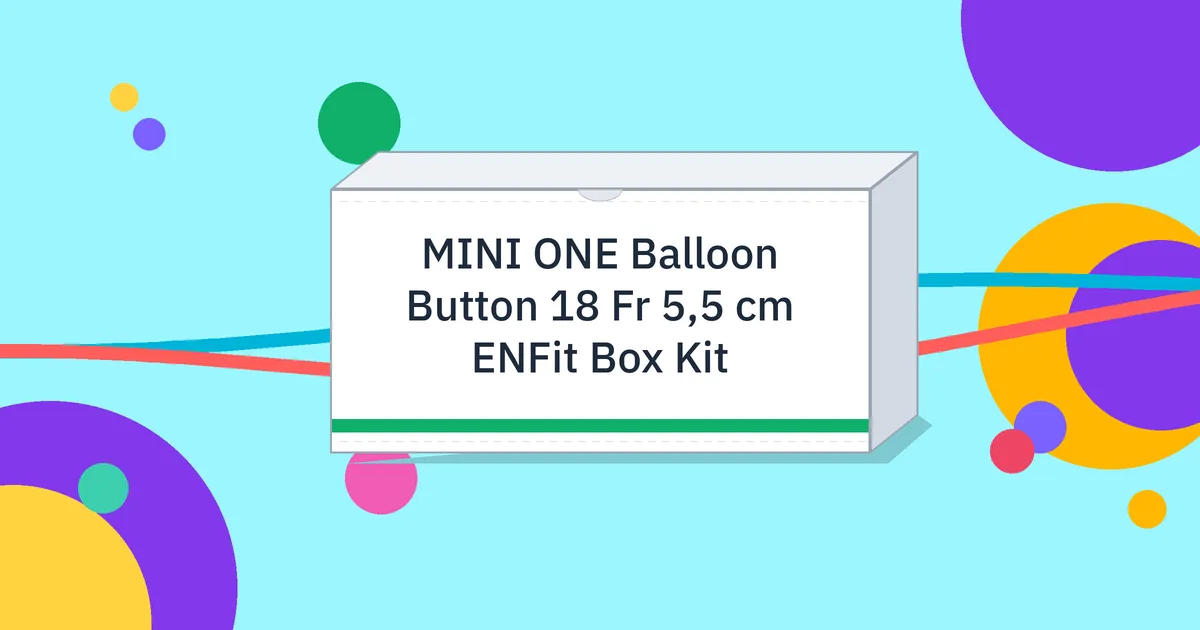 Symbolbild: Packung mit der Aufschrift MINI ONE Balloon Button 18 Fr 5,5 cm ENFit Box Kit (PZN 20134470) – Verfügbarkeit und Bezug in Apotheken in Frankfurt am Main