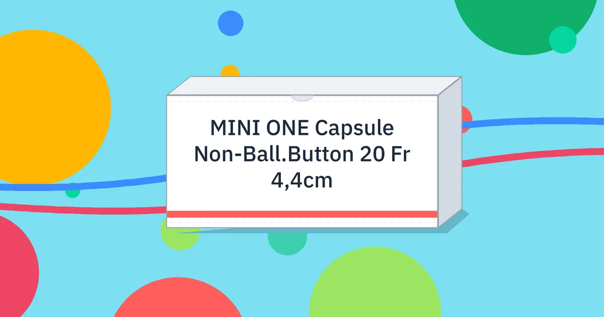 Symbolbild: Packung mit der Aufschrift MINI ONE Capsule Non-Ball.Button 20 Fr 4,4cm (PZN 14343873) – Verfügbarkeit und Bezug in Apotheken in Frankfurt am Main