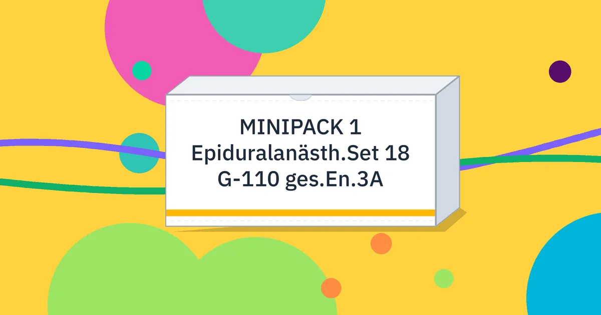 Symbolbild: Packung mit der Aufschrift MINIPACK 1 Epiduralanästh.Set 18 G-110 ges.En.3A (PZN 09215825) – Verfügbarkeit und Bezug in Apotheken in Frankfurt am Main