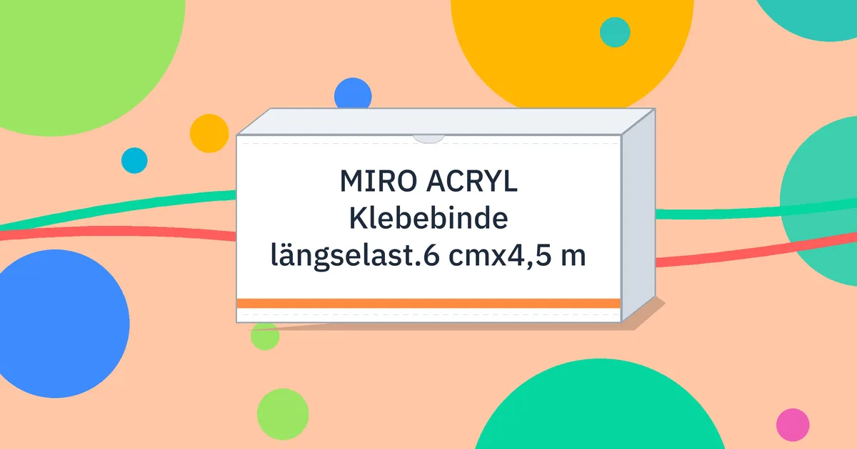 Symbolbild: Packung mit der Aufschrift MIRO ACRYL Klebebinde längselast.6 cmx4,5 m (PZN 04647135) – Verfügbarkeit und Bezug in Apotheken in Frankfurt am Main
