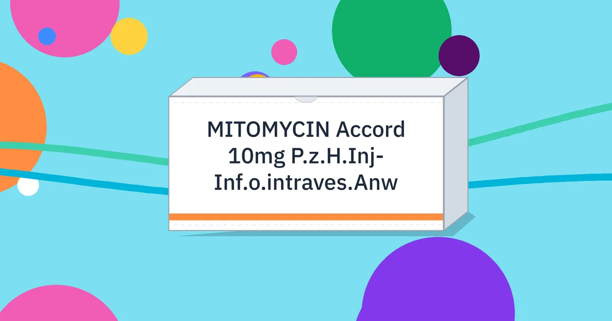 Symbolbild: Packung mit der Aufschrift MITOMYCIN Accord 10mg P.z.H.Inj-Inf.o.intraves.Anw (PZN 12366901) – Verfügbarkeit und Bezug in Apotheken in Frankfurt am Main