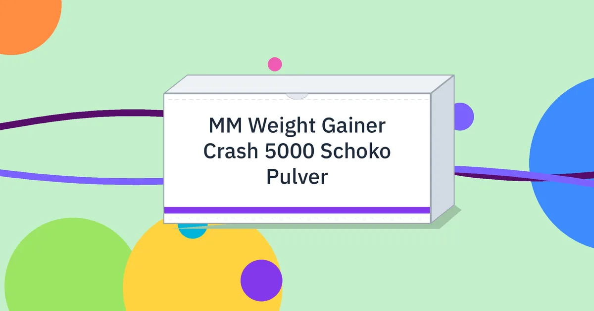 Symbolbild: Packung mit der Aufschrift MM Weight Gainer Crash 5000 Schoko Pulver (PZN 11103849) – Verfügbarkeit und Bezug in Apotheken in Frankfurt am Main