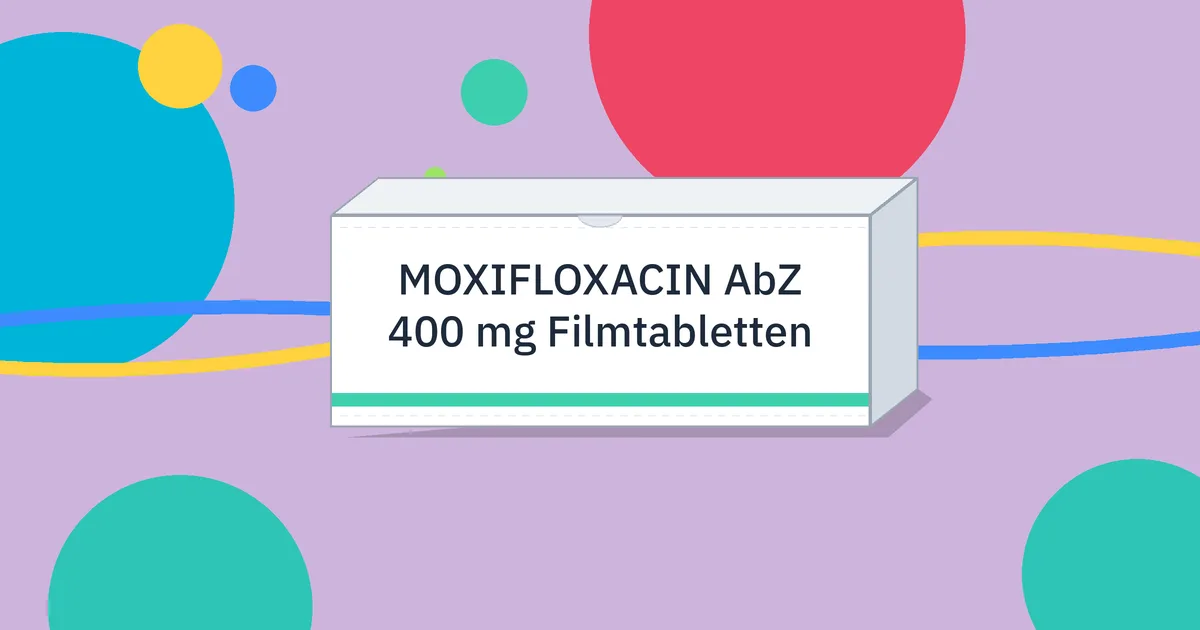 Symbolbild: Packung mit der Aufschrift MOXIFLOXACIN AbZ 400 mg Filmtabletten (PZN 08503410) – Verfügbarkeit und Bezug in Apotheken in Frankfurt am Main