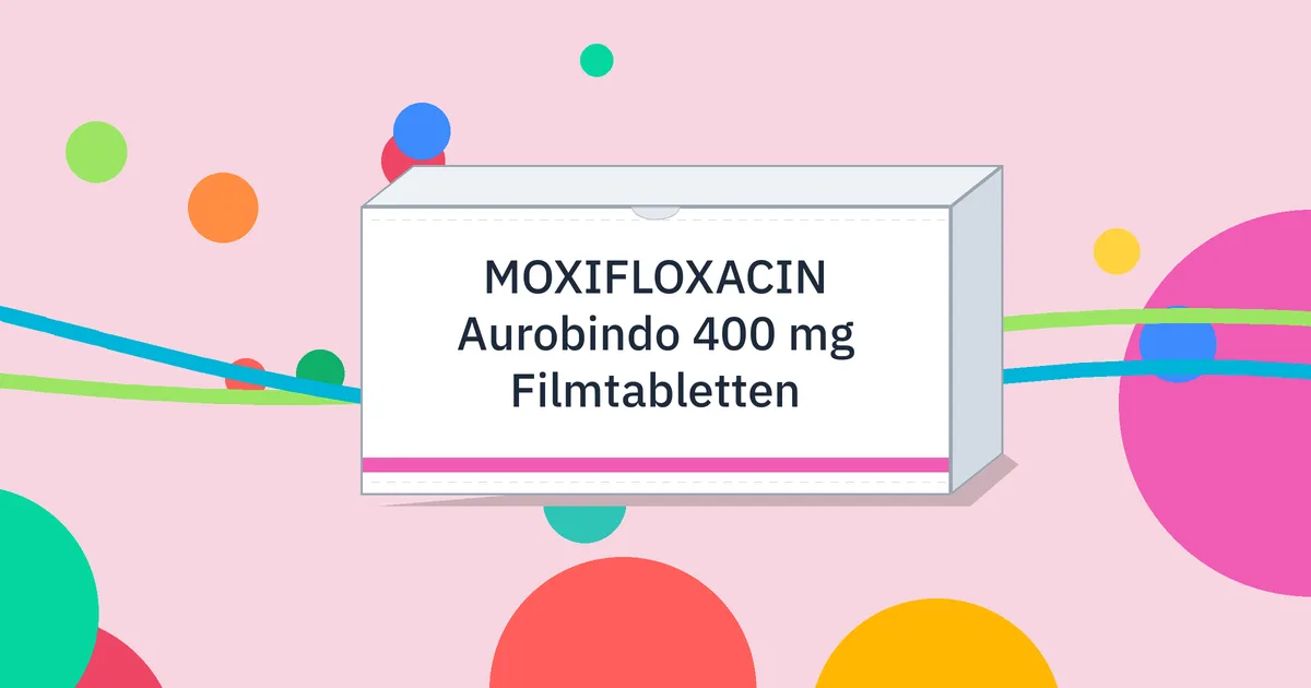 Symbolbild: Packung mit der Aufschrift MOXIFLOXACIN Aurobindo 400 mg Filmtabletten (PZN 10180256) – Verfügbarkeit und Bezug in Apotheken in Frankfurt am Main