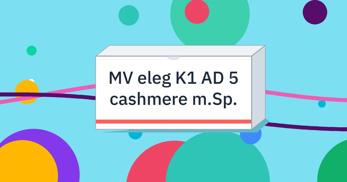 Symbolbild: Packung mit der Aufschrift MV eleg K1 AD 5 cashmere m.Sp. (PZN 14651675) – Verfügbarkeit und Bezug in Apotheken in Frankfurt am Main