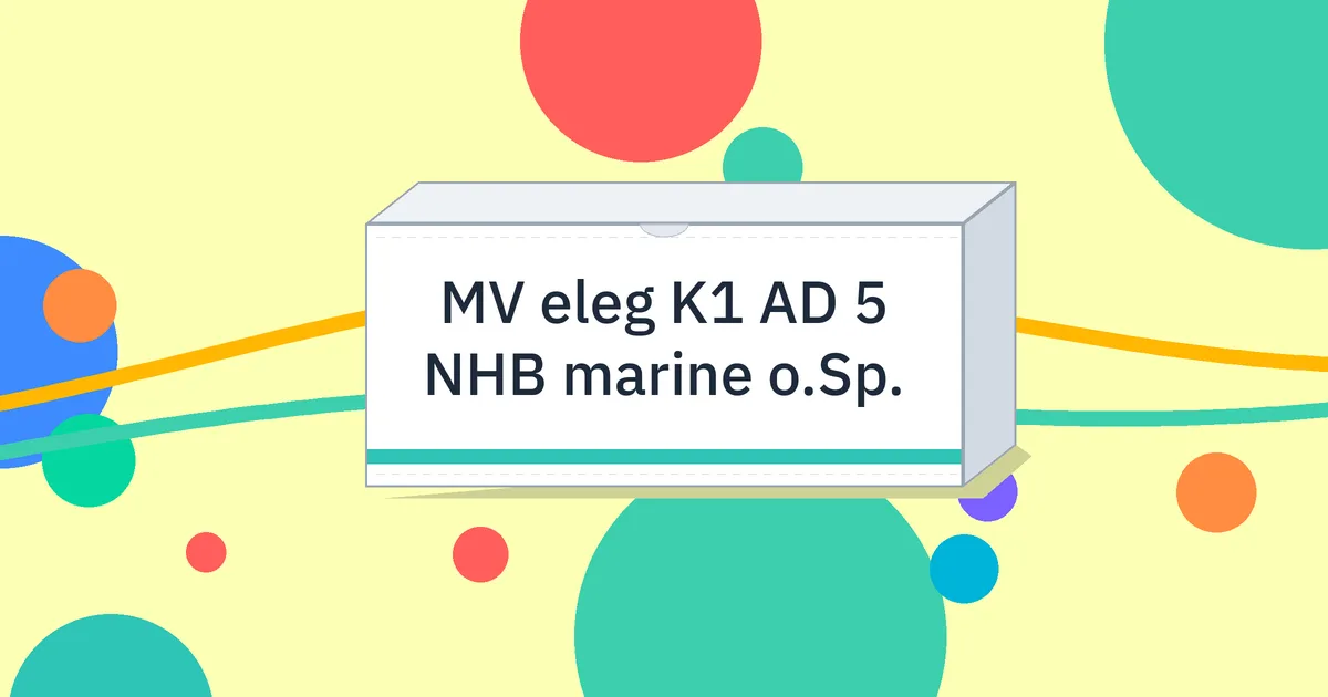Symbolbild: Packung mit der Aufschrift MV eleg K1 AD 5 NHB marine o.Sp. (PZN 15675301) – Verfügbarkeit und Bezug in Apotheken in Frankfurt am Main