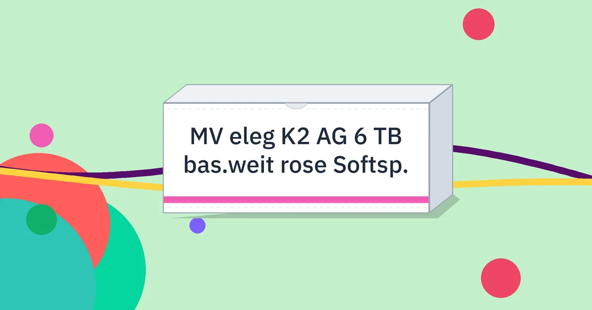 Symbolbild: Packung mit der Aufschrift MV eleg K2 AG 6 TB bas.weit rose Softsp. (PZN 14700646) – Verfügbarkeit und Bezug in Apotheken in Frankfurt am Main