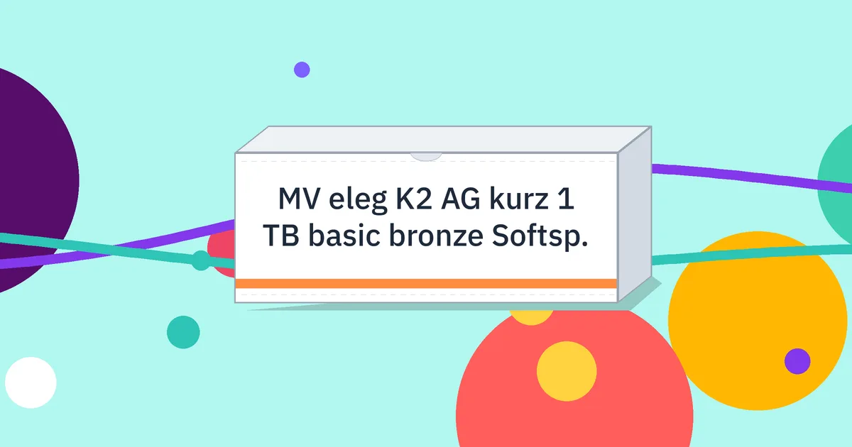 Symbolbild: Packung mit der Aufschrift MV eleg K2 AG kurz 1 TB basic bronze Softsp. (PZN 14717865) – Verfügbarkeit und Bezug in Apotheken in Frankfurt am Main