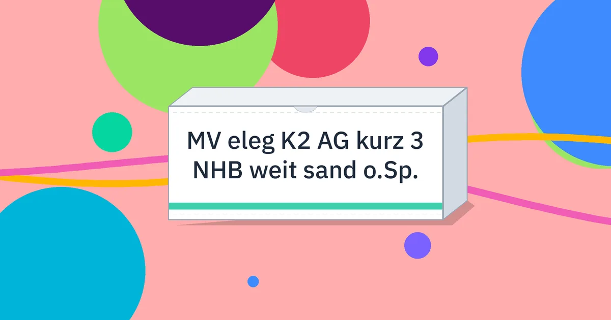 Symbolbild: Packung mit der Aufschrift MV eleg K2 AG kurz 3 NHB weit sand o.Sp. (PZN 18925164) – Verfügbarkeit und Bezug in Apotheken in Frankfurt am Main