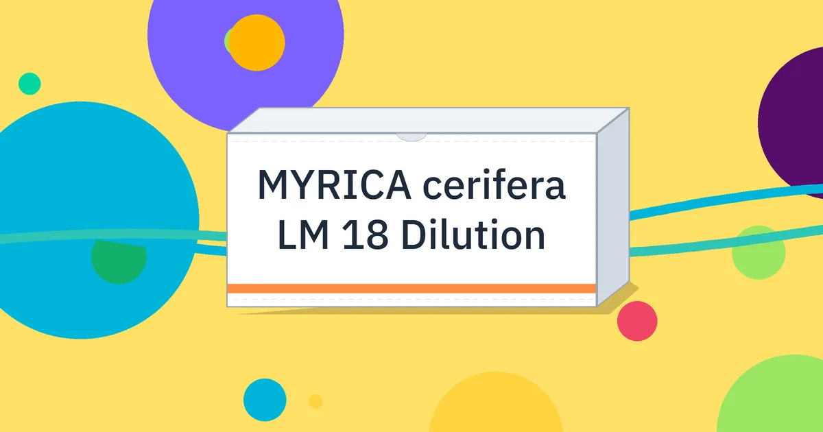 Symbolbild: Packung mit der Aufschrift MYRICA cerifera LM 18 Dilution (PZN 12957186) – Verfügbarkeit und Bezug in Apotheken in Frankfurt am Main