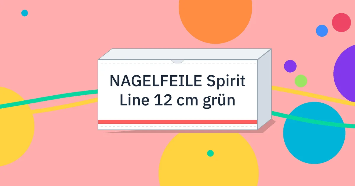 Symbolbild: Packung mit der Aufschrift NAGELFEILE Spirit Line 12 cm grün (PZN 01505481) – Verfügbarkeit und Bezug in Apotheken in Frankfurt am Main