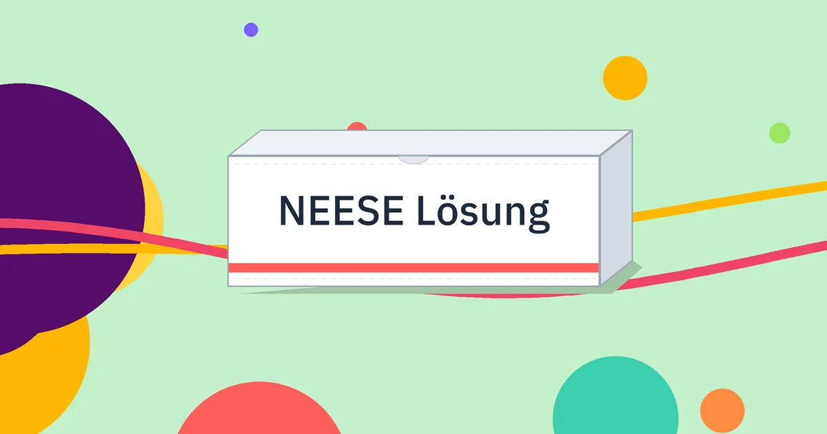 Symbolbild: Packung mit der Aufschrift NEESE Lösung (PZN 04997792) – Verfügbarkeit und Bezug in Apotheken in Frankfurt am Main