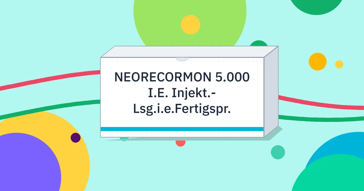Symbolbild: Packung mit der Aufschrift NEORECORMON 5.000 I.E. Injekt.-Lsg.i.e.Fertigspr. (PZN 01307806) – Verfügbarkeit und Bezug in Apotheken in Frankfurt am Main