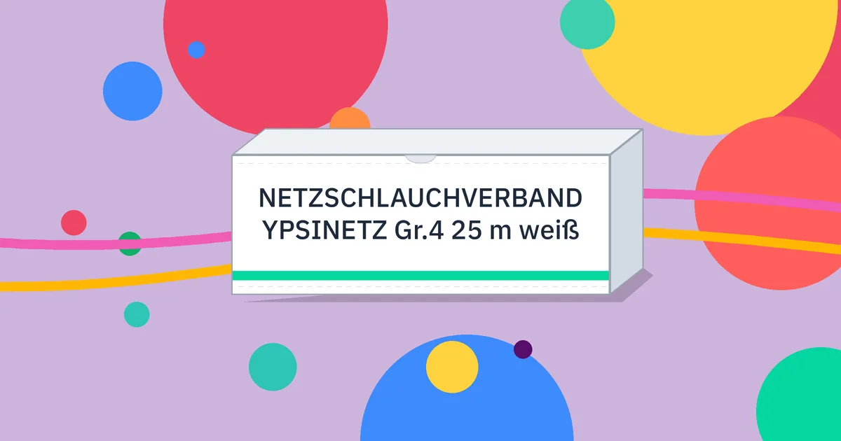 Symbolbild: Packung mit der Aufschrift NETZSCHLAUCHVERBAND YPSINETZ Gr.4 25 m weiß (PZN 03541788) – Verfügbarkeit und Bezug in Apotheken in Frankfurt am Main