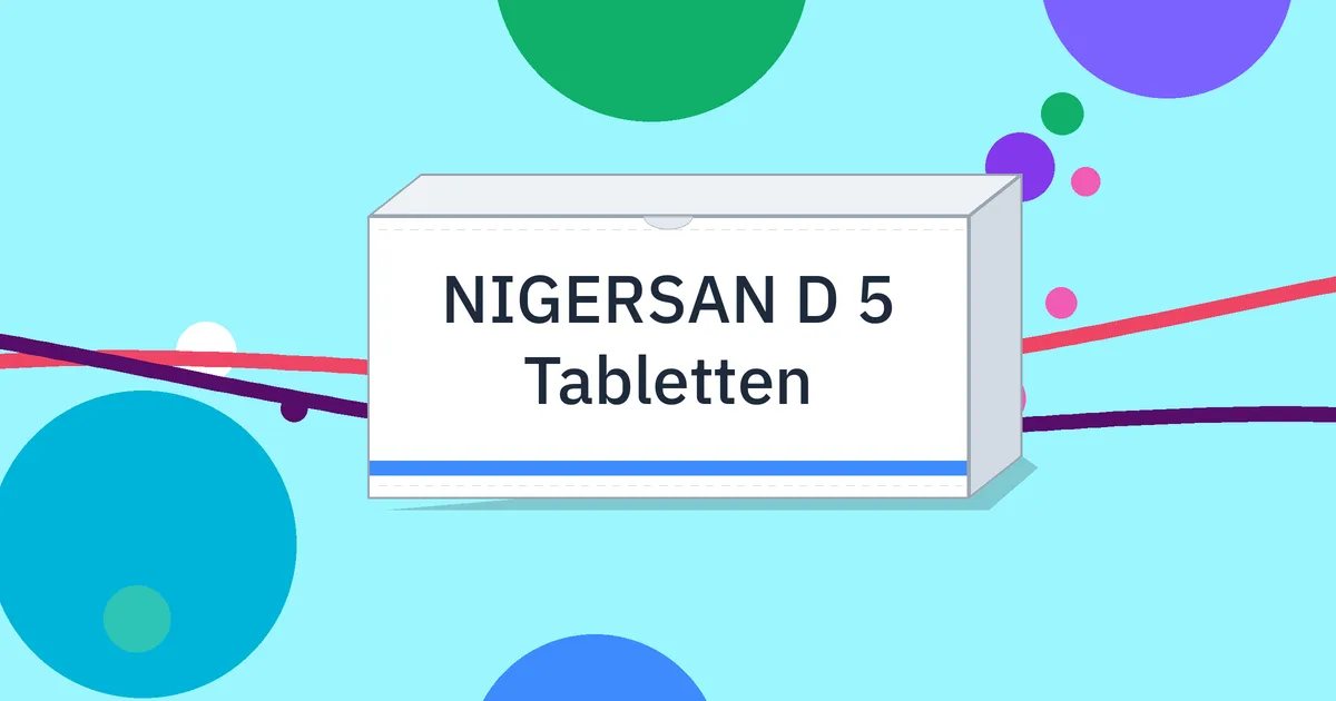 Symbolbild: Packung mit der Aufschrift NIGERSAN D 5 Tabletten (PZN 04603907) – Verfügbarkeit und Bezug in Apotheken in Frankfurt am Main