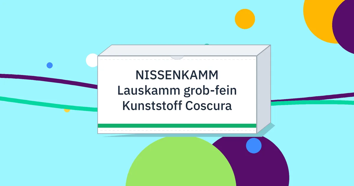 Symbolbild: Packung mit der Aufschrift NISSENKAMM Lauskamm grob-fein Kunststoff Coscura (PZN 01331696) – Verfügbarkeit und Bezug in Apotheken in Frankfurt am Main
