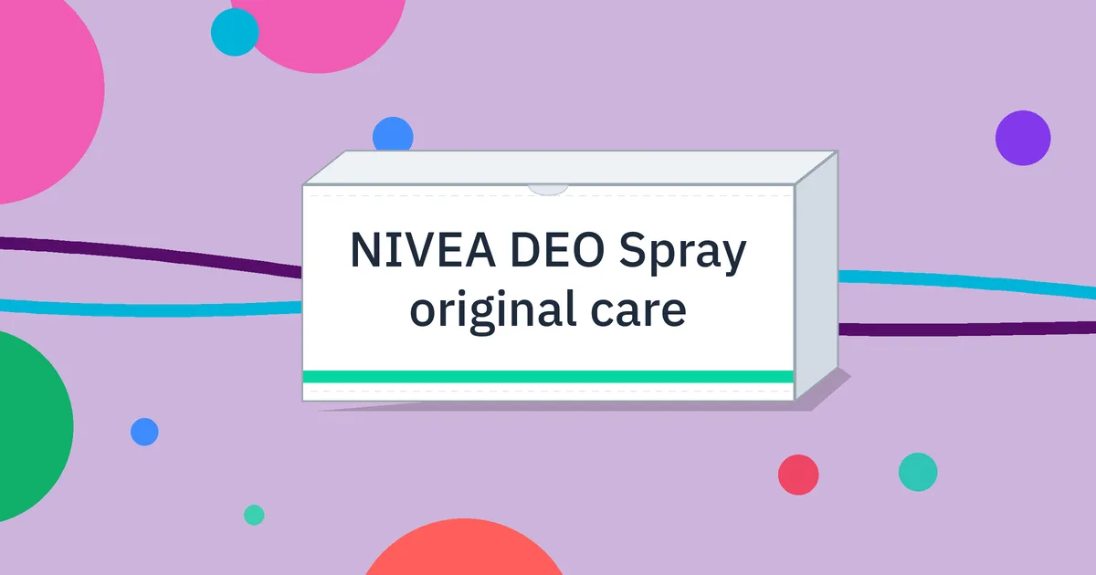 Symbolbild: Packung mit der Aufschrift NIVEA DEO Spray original care (PZN 17626264) – Verfügbarkeit und Bezug in Apotheken in Frankfurt am Main