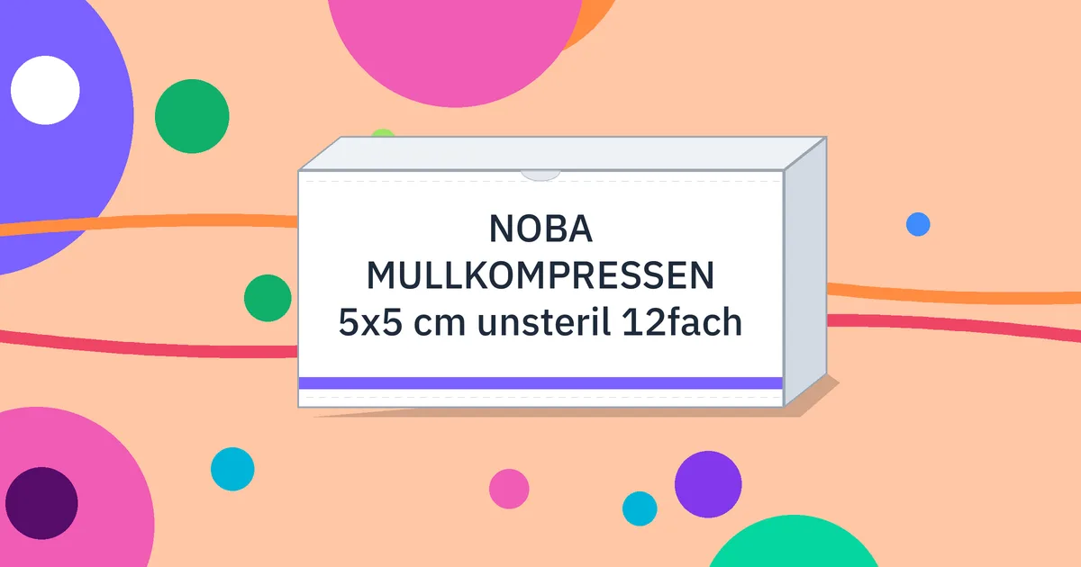 Symbolbild: Packung mit der Aufschrift NOBA MULLKOMPRESSEN 5x5 cm unsteril 12fach (PZN 05526959) – Verfügbarkeit und Bezug in Apotheken in Frankfurt am Main