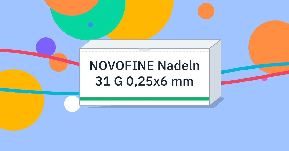 Symbolbild: Packung mit der Aufschrift NOVOFINE Nadeln 31 G 0,25x6 mm (PZN 19143819) – Verfügbarkeit und Bezug in Apotheken in Frankfurt am Main