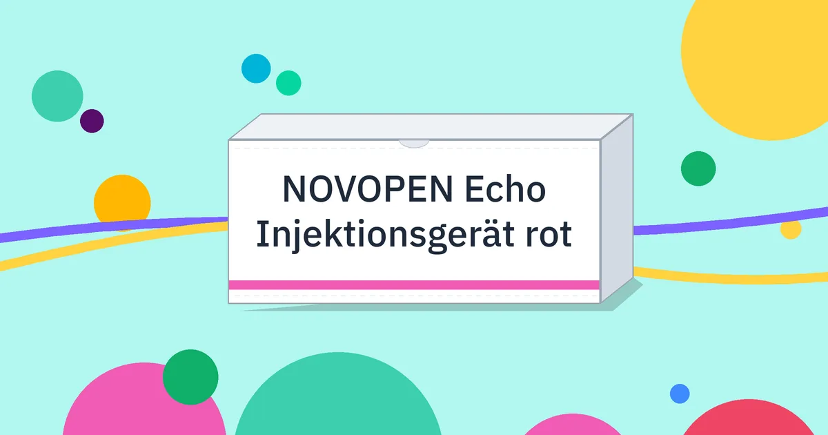 Symbolbild: Packung mit der Aufschrift NOVOPEN Echo Injektionsgerät rot (PZN 17554180) – Verfügbarkeit und Bezug in Apotheken in Frankfurt am Main
