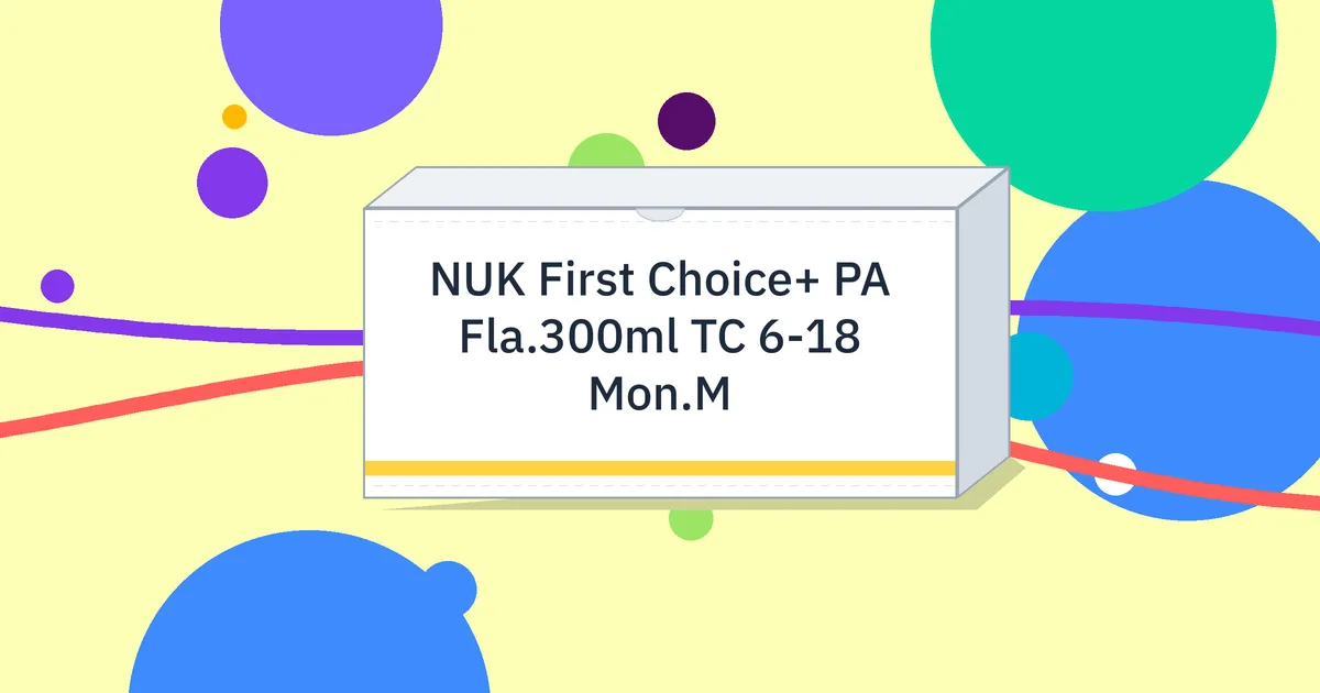 Symbolbild: Packung mit der Aufschrift NUK First Choice+ PA Fla.300ml TC 6-18 Mon.M (PZN 16000580) – Verfügbarkeit und Bezug in Apotheken in Frankfurt am Main