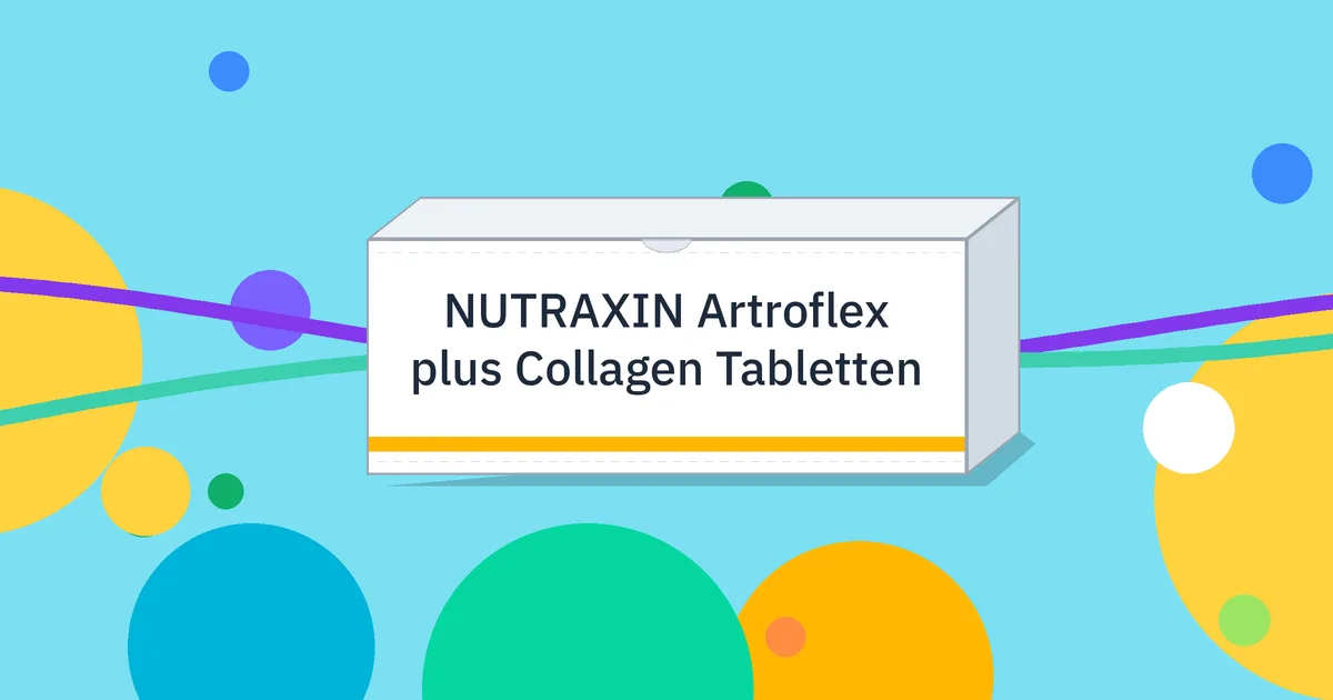 Symbolbild: Packung mit der Aufschrift NUTRAXIN Artroflex plus Collagen Tabletten (PZN 20508605) – Verfügbarkeit und Bezug in Apotheken in Frankfurt am Main