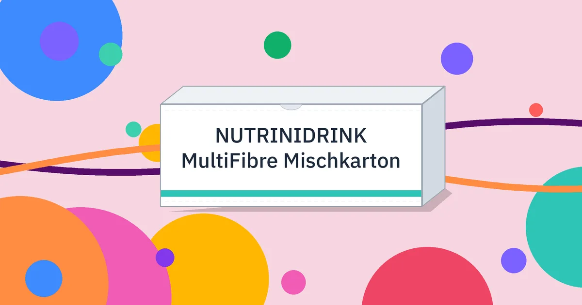 Symbolbild: Packung mit der Aufschrift NUTRINIDRINK MultiFibre Mischkarton (PZN 00147766) – Verfügbarkeit und Bezug in Apotheken in Frankfurt am Main