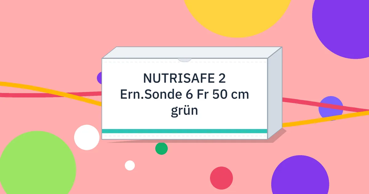 Symbolbild: Packung mit der Aufschrift NUTRISAFE 2 Ern.Sonde 6 Fr 50 cm grün (PZN 04871996) – Verfügbarkeit und Bezug in Apotheken in Frankfurt am Main