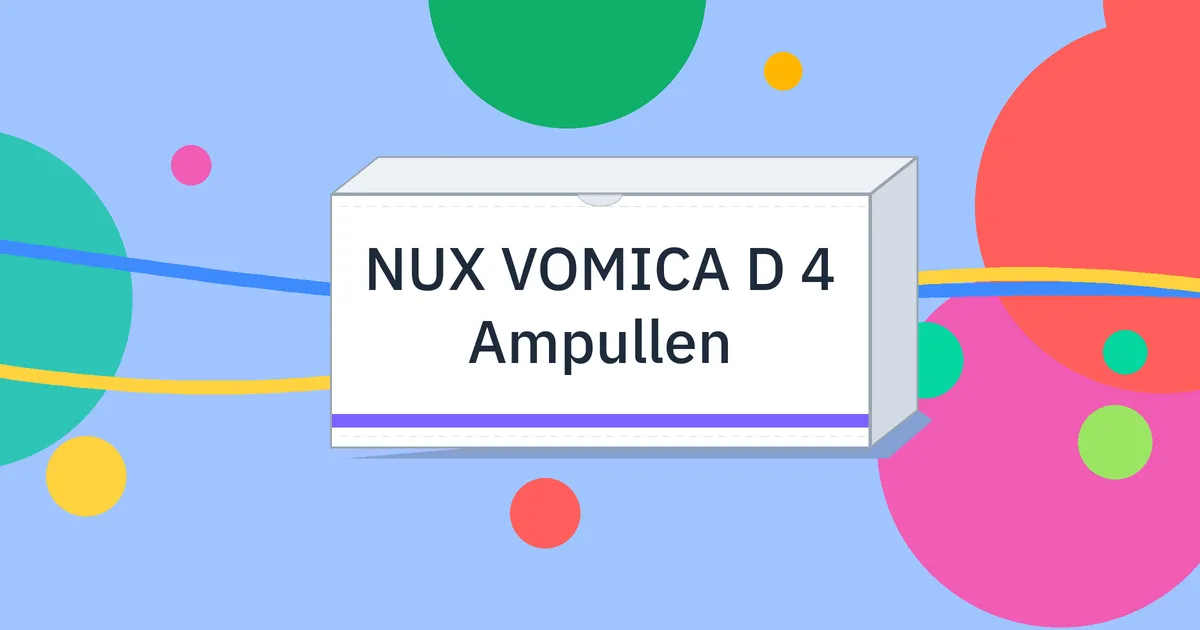 Symbolbild: Packung mit der Aufschrift NUX VOMICA D 4 Ampullen (PZN 01624688) – Verfügbarkeit und Bezug in Apotheken in Frankfurt am Main