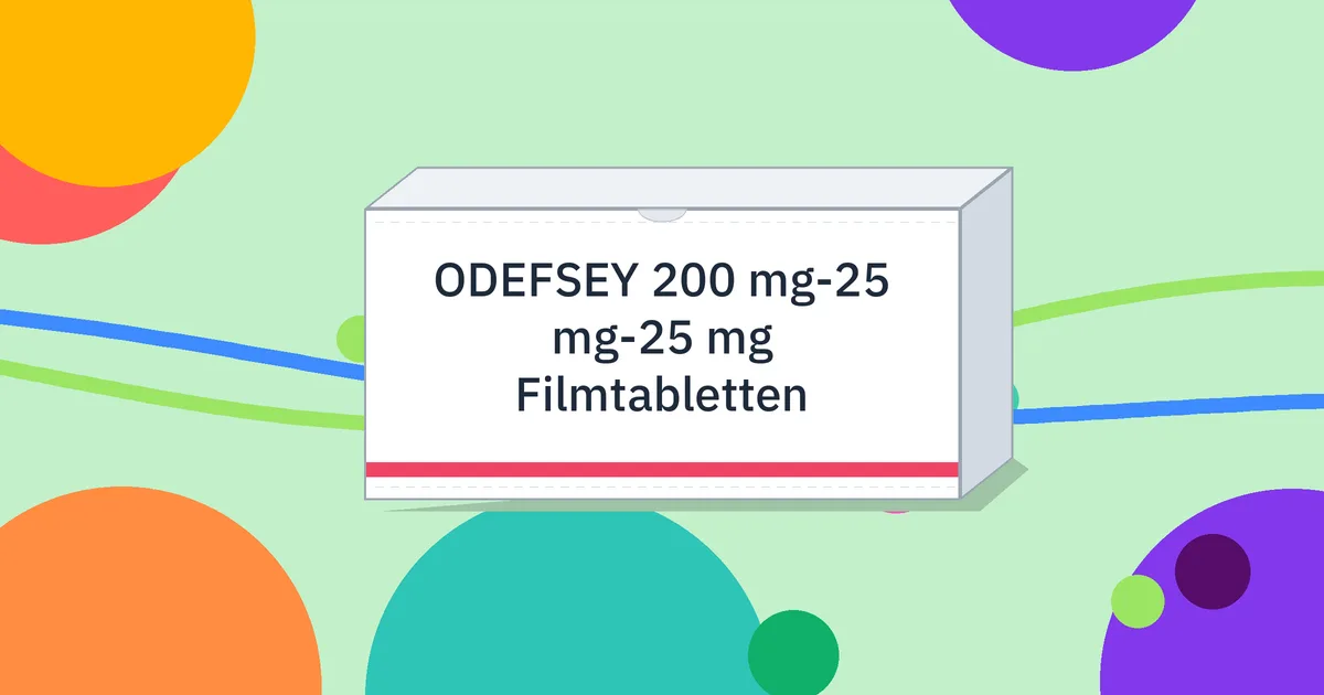 Symbolbild: Packung mit der Aufschrift ODEFSEY 200 mg-25 mg-25 mg Filmtabletten (PZN 12659572) – Verfügbarkeit und Bezug in Apotheken in Frankfurt am Main
