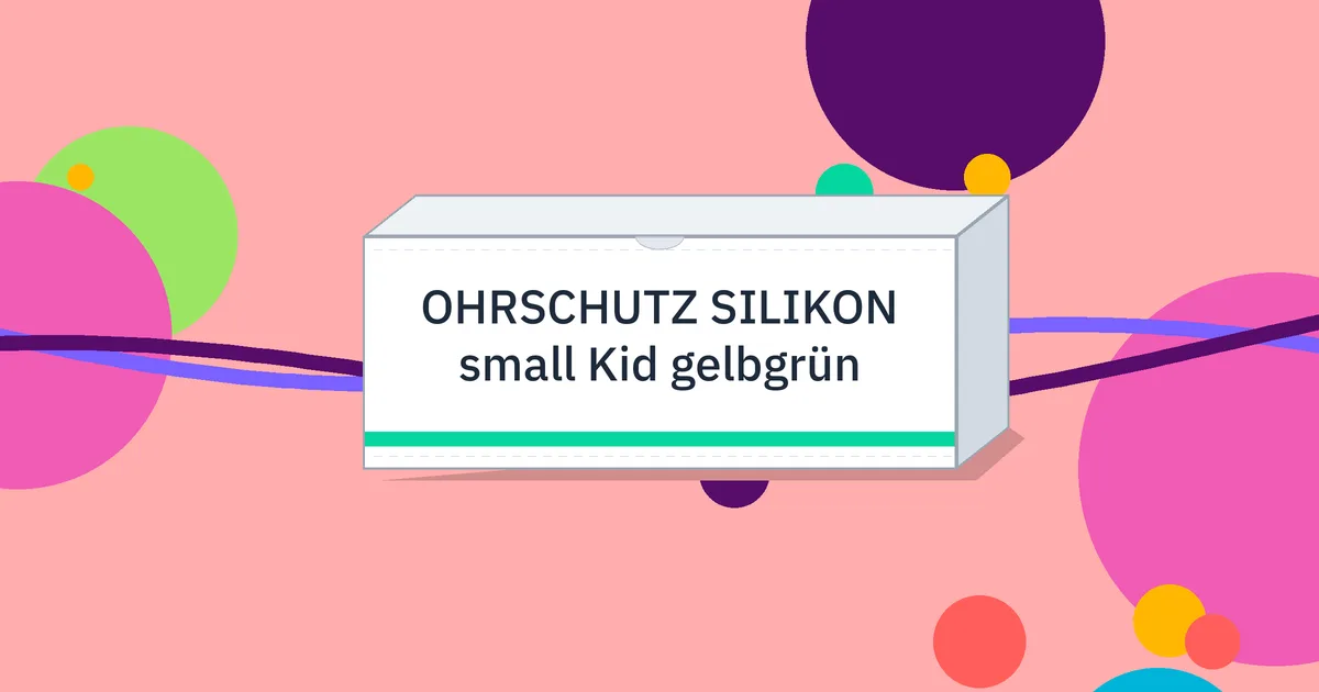 Symbolbild: Packung mit der Aufschrift OHRSCHUTZ SILIKON small Kid gelbgrün (PZN 11848348) – Verfügbarkeit und Bezug in Apotheken in Frankfurt am Main