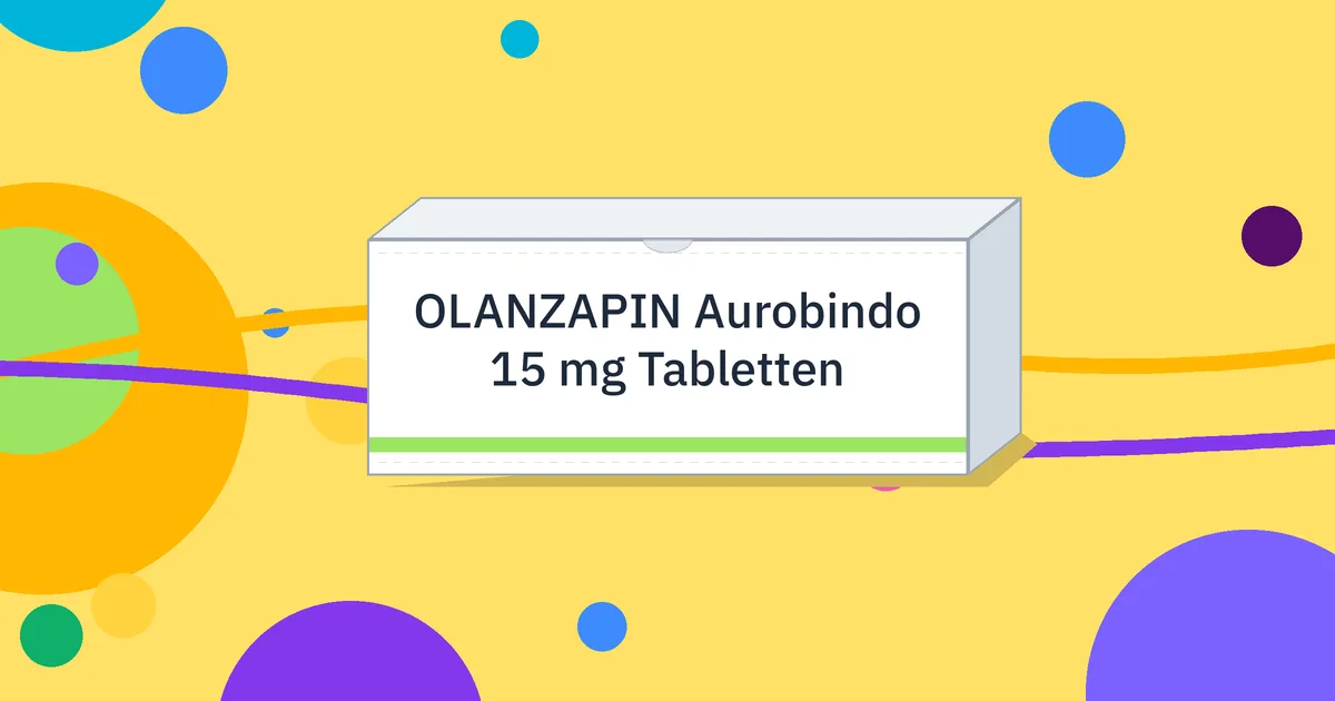 Symbolbild: Packung mit der Aufschrift OLANZAPIN Aurobindo 15 mg Tabletten (PZN 09618291) – Verfügbarkeit und Bezug in Apotheken in Frankfurt am Main