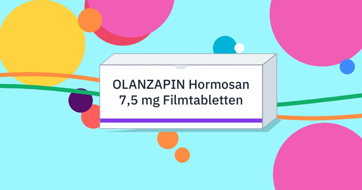Symbolbild: Packung mit der Aufschrift OLANZAPIN Hormosan 7,5 mg Filmtabletten (PZN 09214501) – Verfügbarkeit und Bezug in Apotheken in Frankfurt am Main