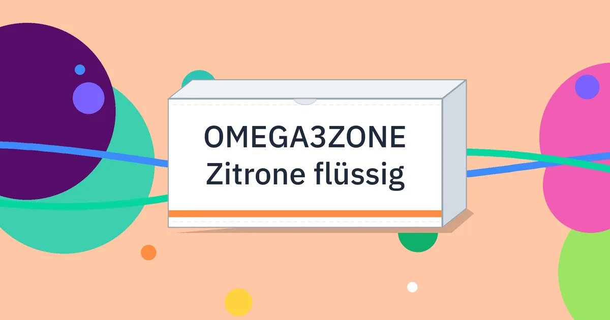 Symbolbild: Packung mit der Aufschrift OMEGA3ZONE Zitrone flüssig (PZN 16232899) – Verfügbarkeit und Bezug in Apotheken in Frankfurt am Main