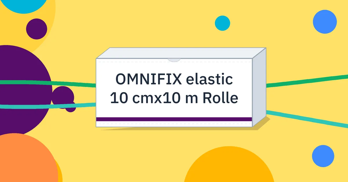 Symbolbild: Packung mit der Aufschrift OMNIFIX elastic 10 cmx10 m Rolle (PZN 15424496) – Verfügbarkeit und Bezug in Apotheken in Frankfurt am Main