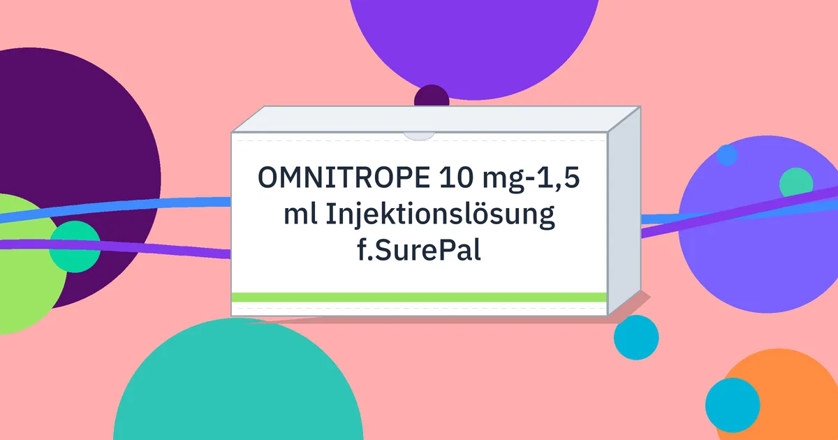 Symbolbild: Packung mit der Aufschrift OMNITROPE 10 mg-1,5 ml Injektionslösung f.SurePal (PZN 12902185) – Verfügbarkeit und Bezug in Apotheken in Frankfurt am Main