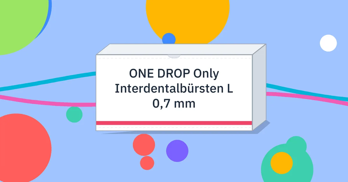 Symbolbild: Packung mit der Aufschrift ONE DROP Only Interdentalbürsten L 0,7 mm (PZN 17394701) – Verfügbarkeit und Bezug in Apotheken in Frankfurt am Main