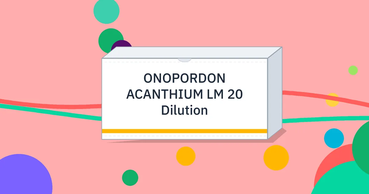 Symbolbild: Packung mit der Aufschrift ONOPORDON ACANTHIUM LM 20 Dilution (PZN 13626244) – Verfügbarkeit und Bezug in Apotheken in Frankfurt am Main