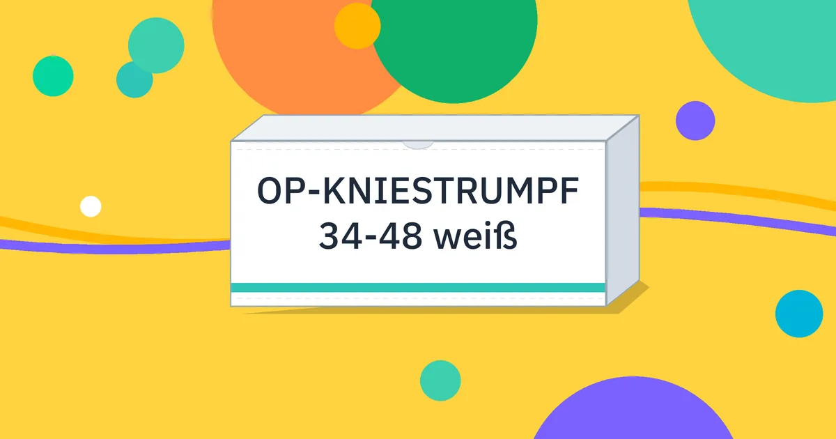 Symbolbild: Packung mit der Aufschrift OP-KNIESTRUMPF 34-48 weiß (PZN 07600660) – Verfügbarkeit und Bezug in Apotheken in Frankfurt am Main