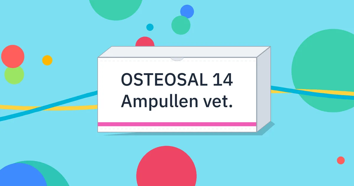 Symbolbild: Packung mit der Aufschrift OSTEOSAL 14 Ampullen vet. (PZN 04902538) – Verfügbarkeit und Bezug in Apotheken in Frankfurt am Main