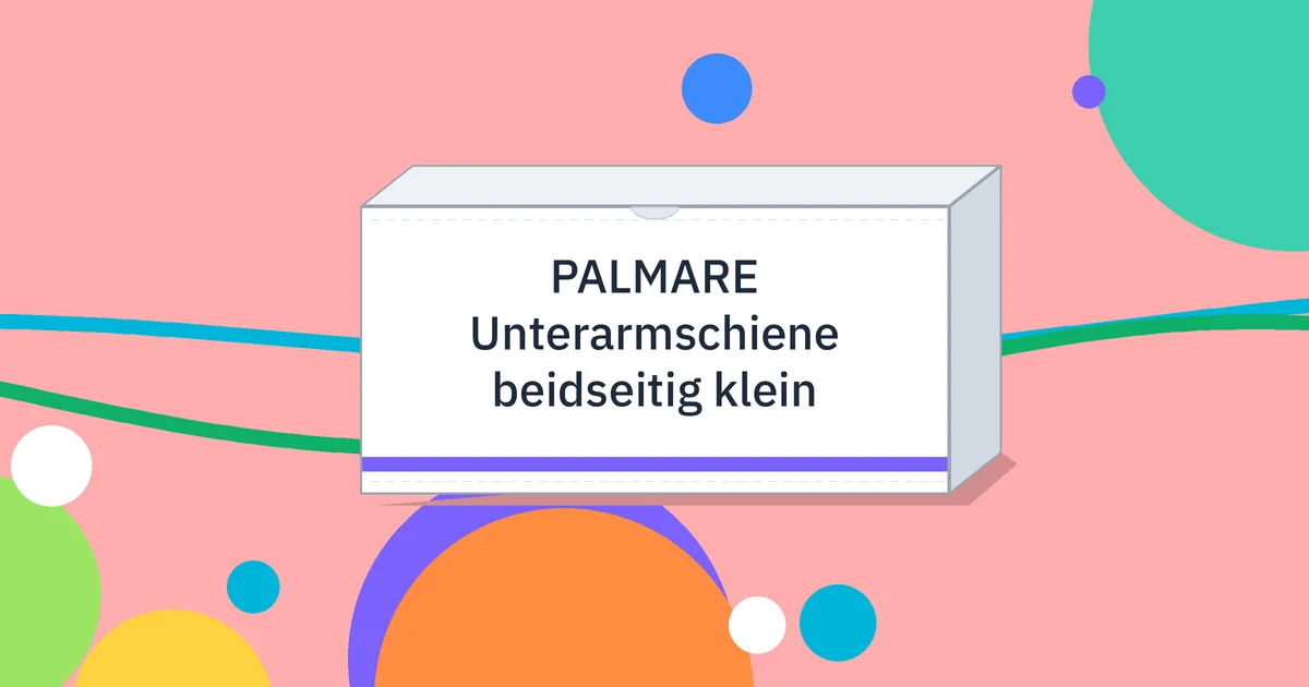 Symbolbild: Packung mit der Aufschrift PALMARE Unterarmschiene beidseitig klein (PZN 00758895) – Verfügbarkeit und Bezug in Apotheken in Frankfurt am Main