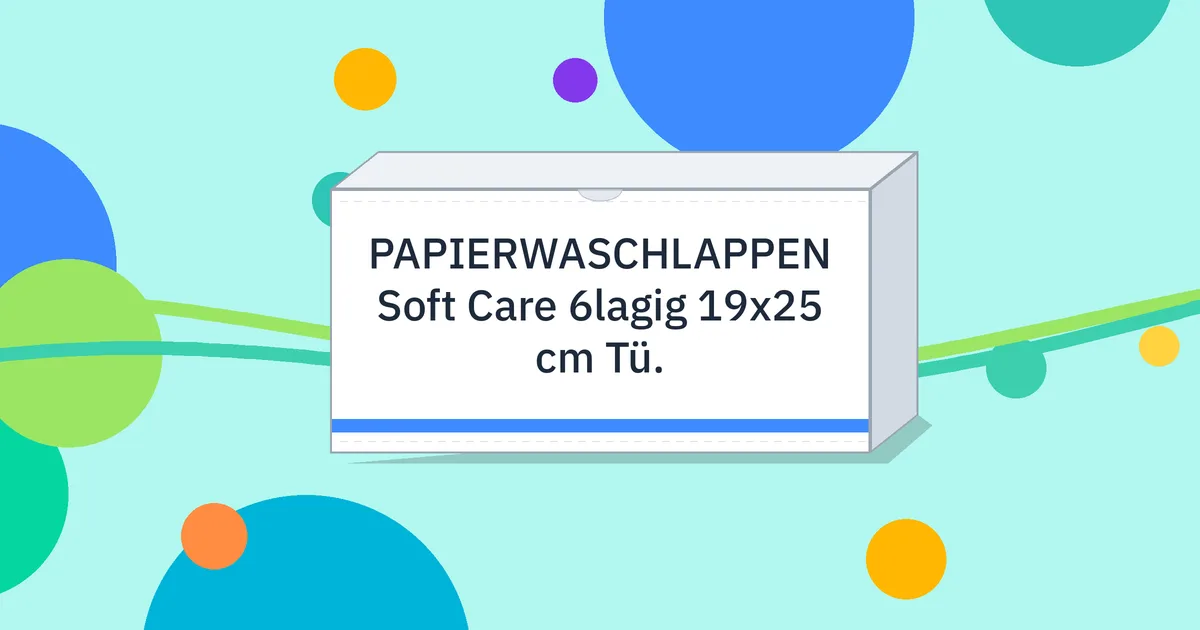 Symbolbild: Packung mit der Aufschrift PAPIERWASCHLAPPEN Soft Care 6lagig 19x25 cm Tü. (PZN 08488171) – Verfügbarkeit und Bezug in Apotheken in Frankfurt am Main