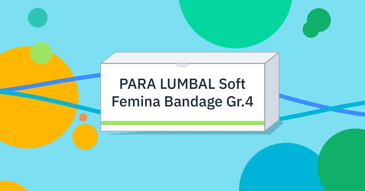 Symbolbild: Packung mit der Aufschrift PARA LUMBAL Soft Femina Bandage Gr.4 (PZN 06991279) – Verfügbarkeit und Bezug in Apotheken in Frankfurt am Main
