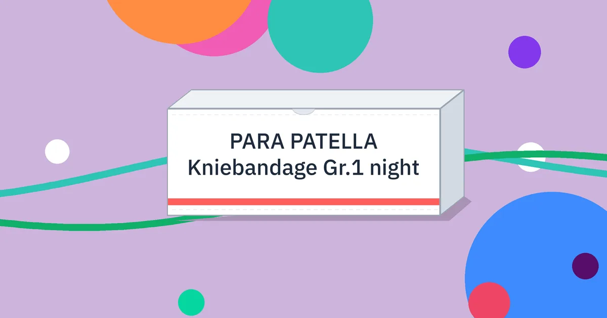 Symbolbild: Packung mit der Aufschrift PARA PATELLA Kniebandage Gr.1 night (PZN 03317329) – Verfügbarkeit und Bezug in Apotheken in Frankfurt am Main