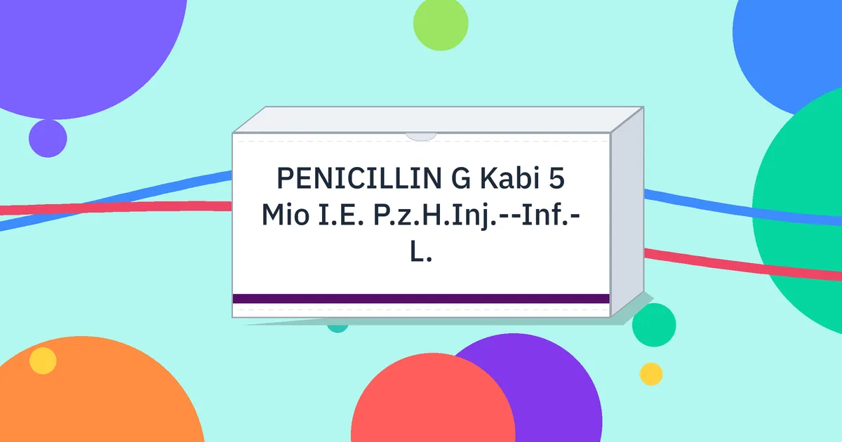 Symbolbild: Packung mit der Aufschrift PENICILLIN G Kabi 5 Mio I.E. P.z.H.Inj.--Inf.-L. (PZN 19808360) – Verfügbarkeit und Bezug in Apotheken in Frankfurt am Main