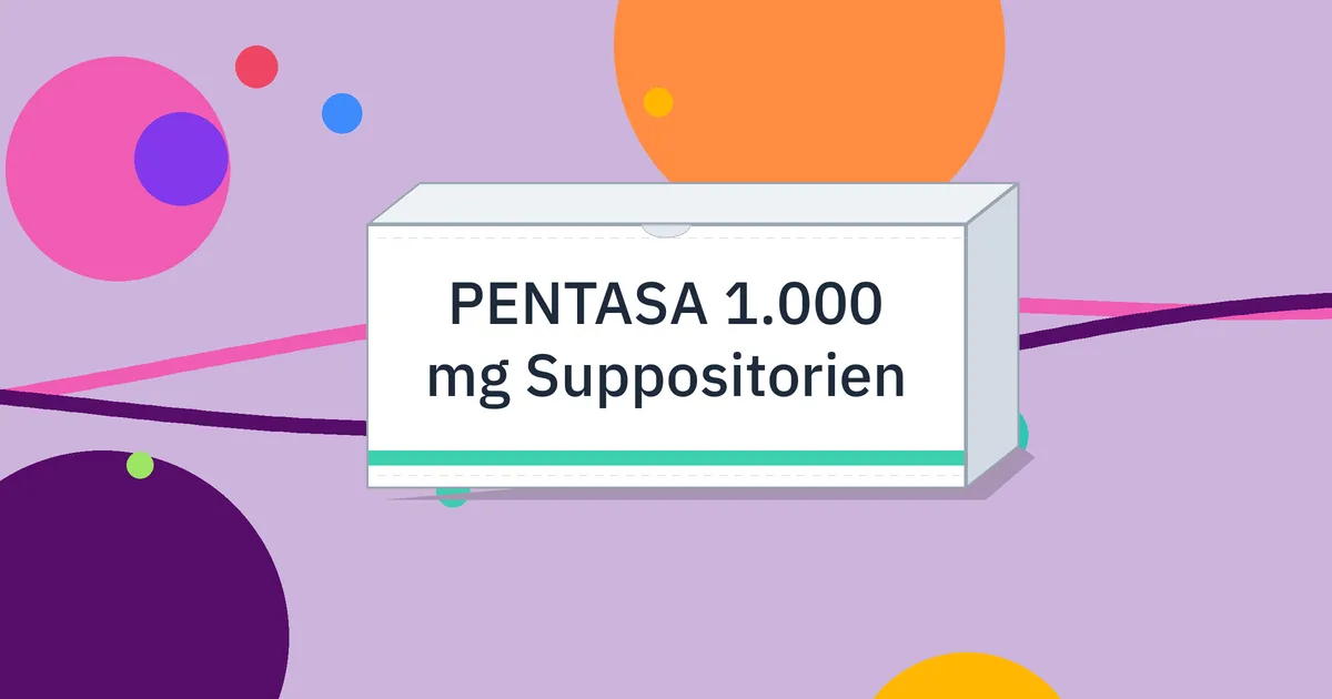 Symbolbild: Packung mit der Aufschrift PENTASA 1.000 mg Suppositorien (PZN 02566013) – Verfügbarkeit und Bezug in Apotheken in Frankfurt am Main