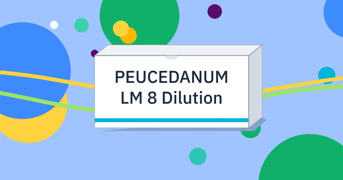 Symbolbild: Packung mit der Aufschrift PEUCEDANUM LM 8 Dilution (PZN 13636455) – Verfügbarkeit und Bezug in Apotheken in Frankfurt am Main